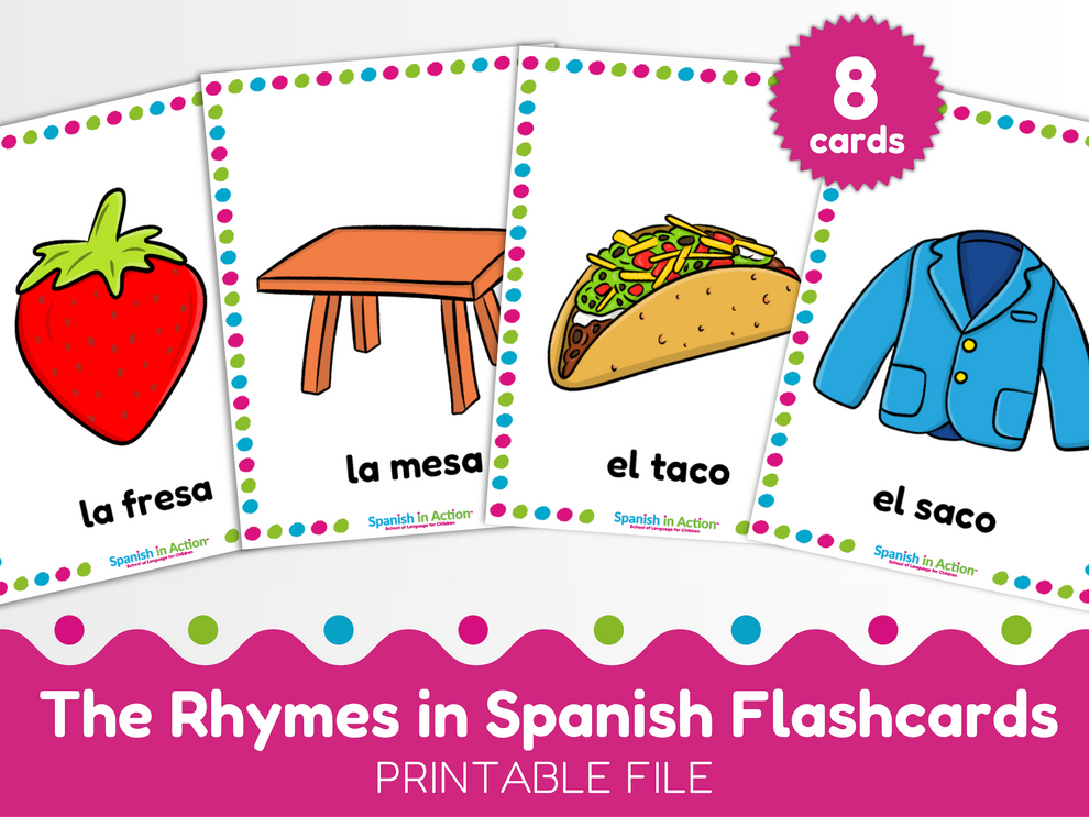 The Rhyming Words (Palabras que Riman) Flashcards in Spanish for Kids ...