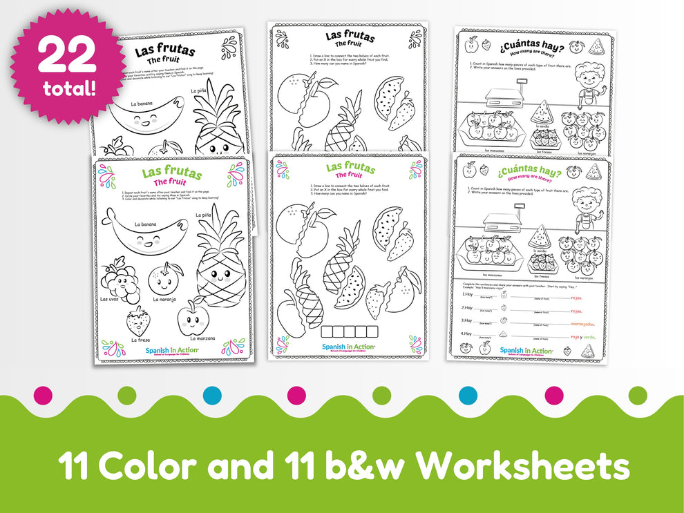 The Fruits (Las Frutas) Worksheets in Spanish for Kids – Spanish In Action