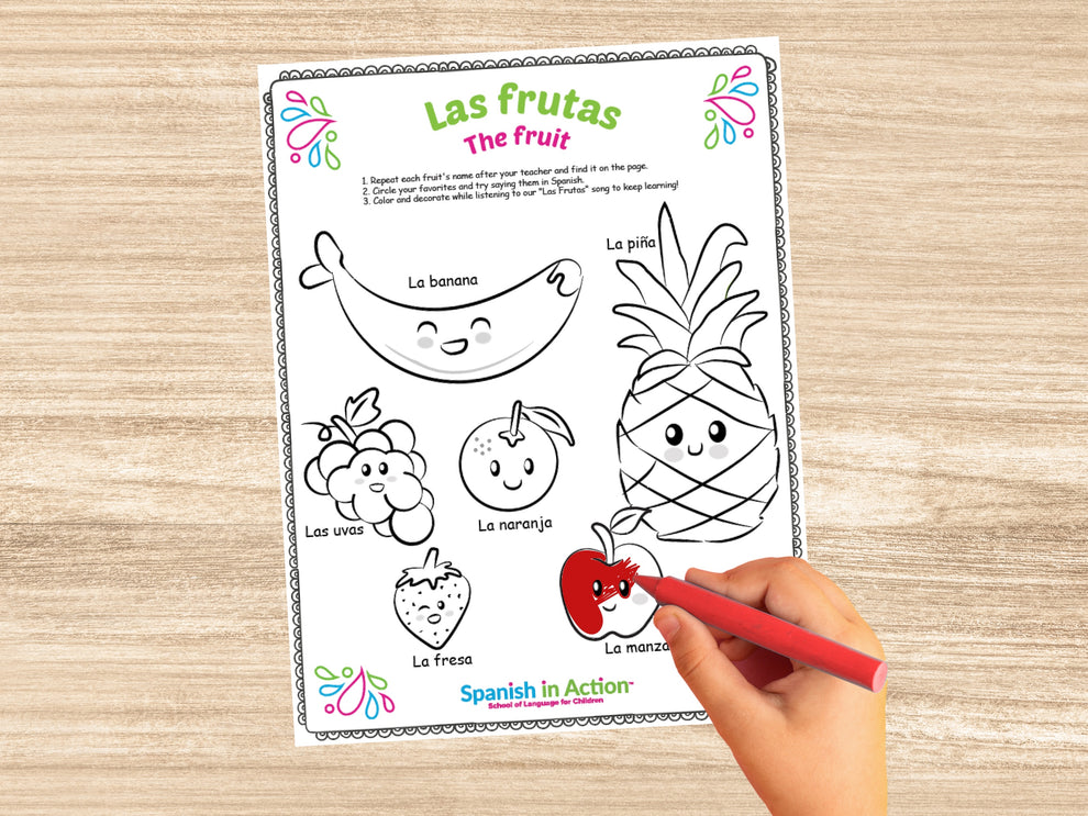 The Fruits (Las Frutas) Worksheets in Spanish for Kids – Spanish In Action