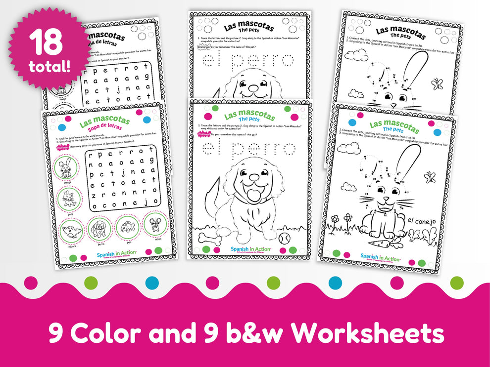 The Pets (Las Mascotas) Worksheets in Spanish for Kids – Spanish In Action