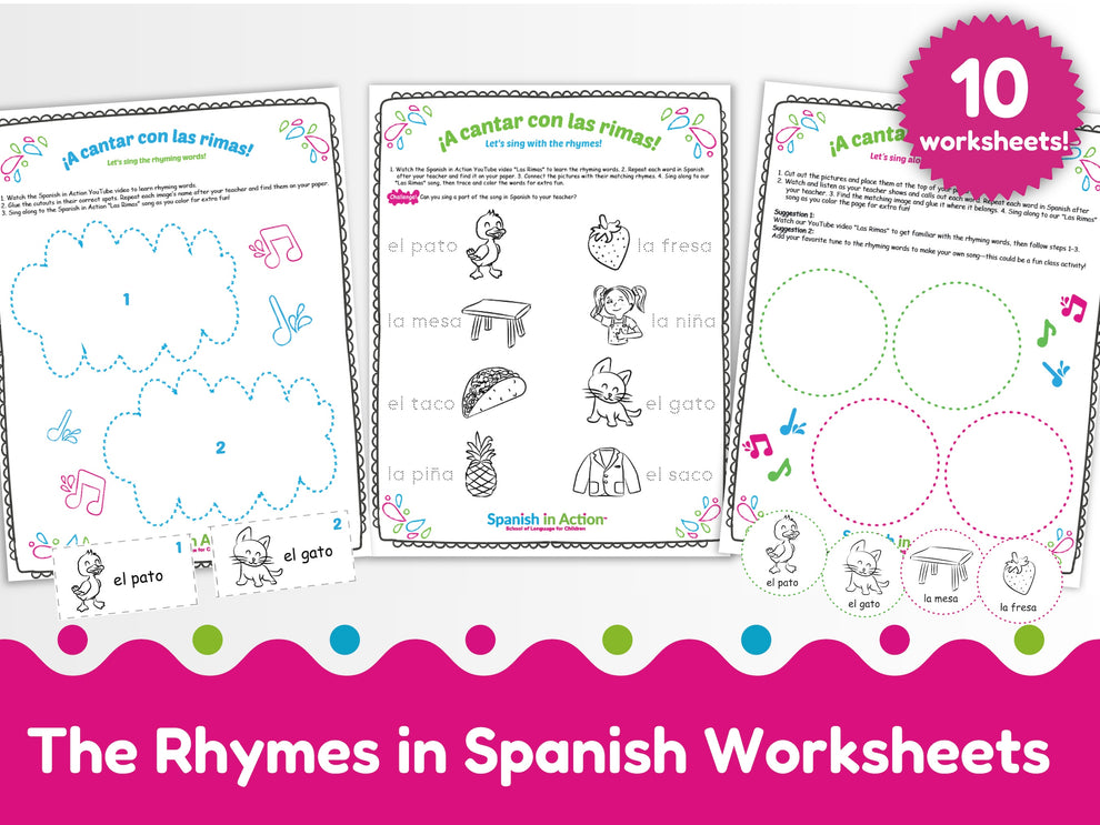 The Rhyming Words (Palabras que Riman) Worksheets in Spanish for Kids ...