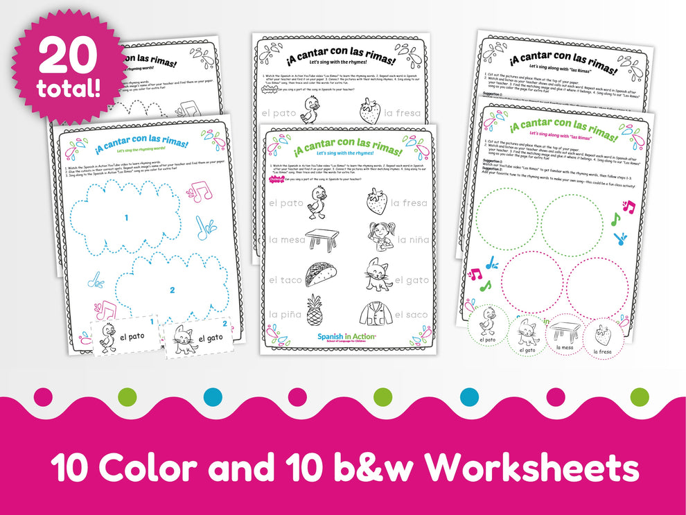 The Rhyming Words (Palabras que Riman) Worksheets in Spanish for Kids ...