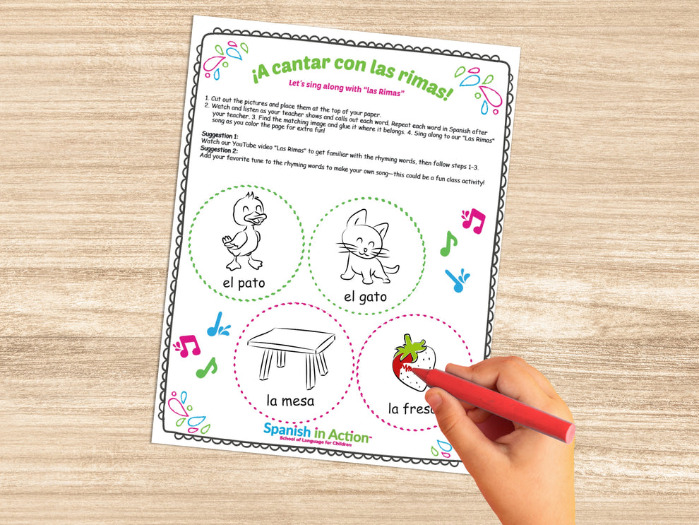 The Rhyming Words (Palabras que Riman) Worksheets in Spanish for Kids ...